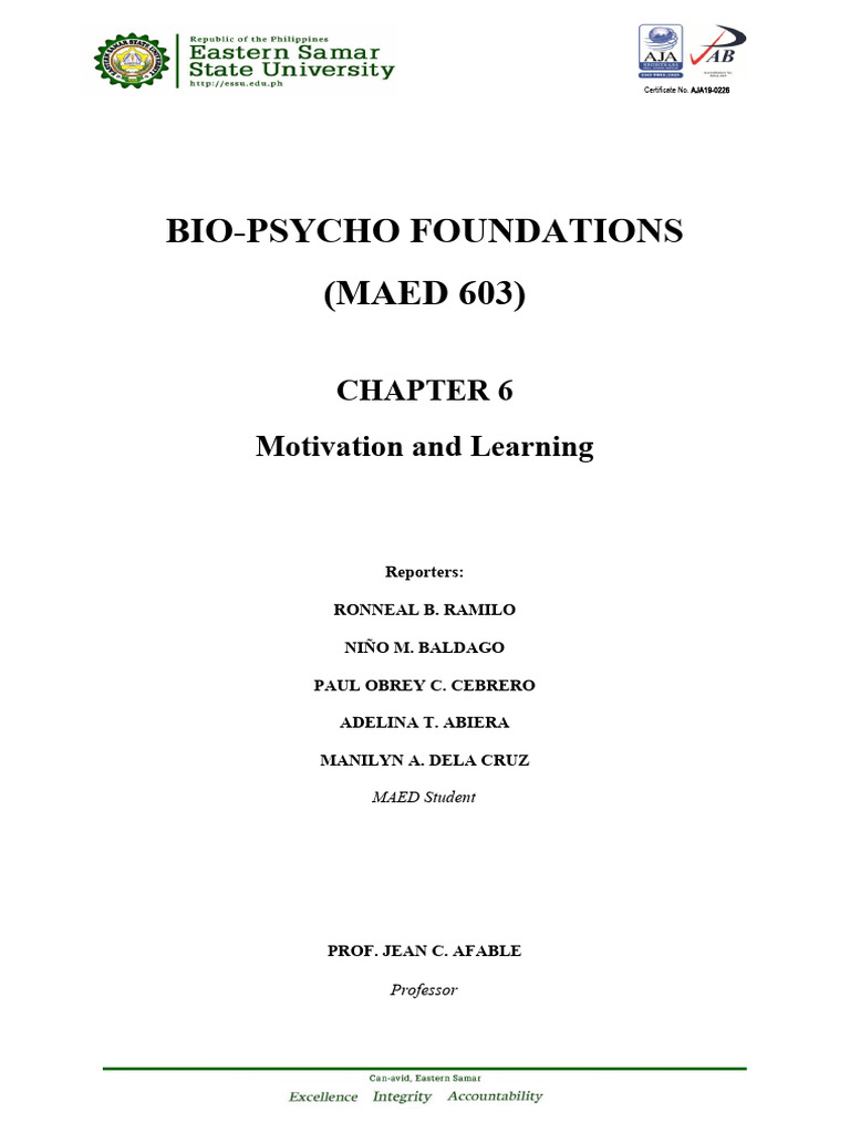 CHAPTER 6 Motivation and Learning 2024 | PDF | Motivational | Motivation