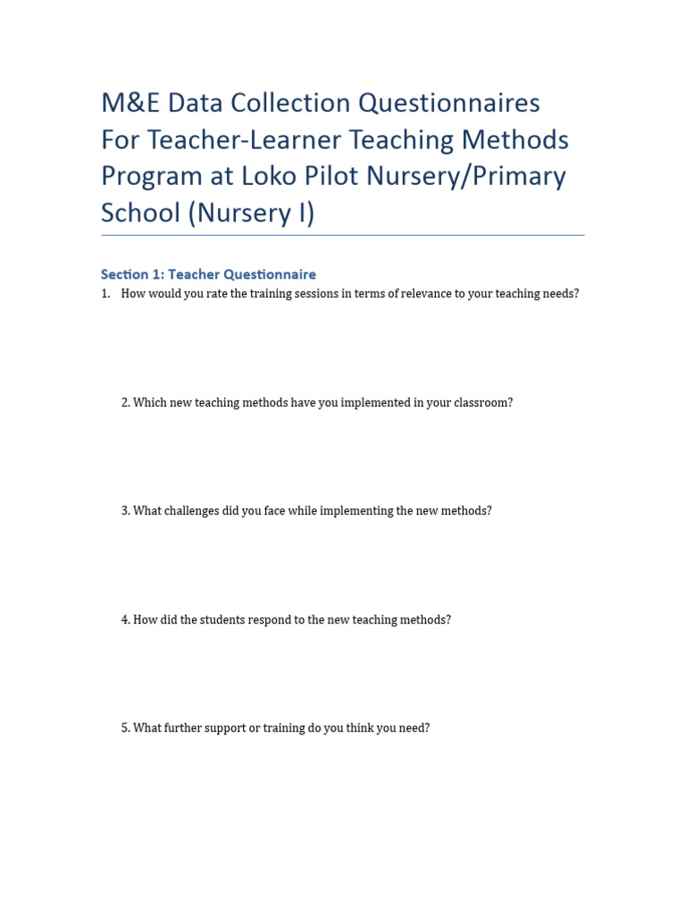 M&e Questionnaire | PDF