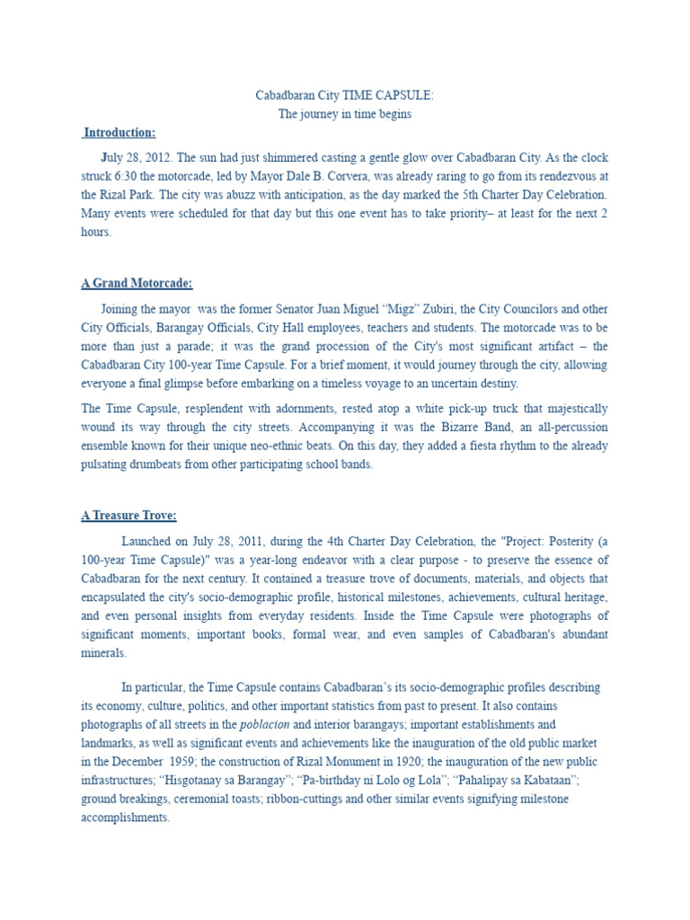 Cabadbaran City TIME CAPSULE - EDITED | PDF