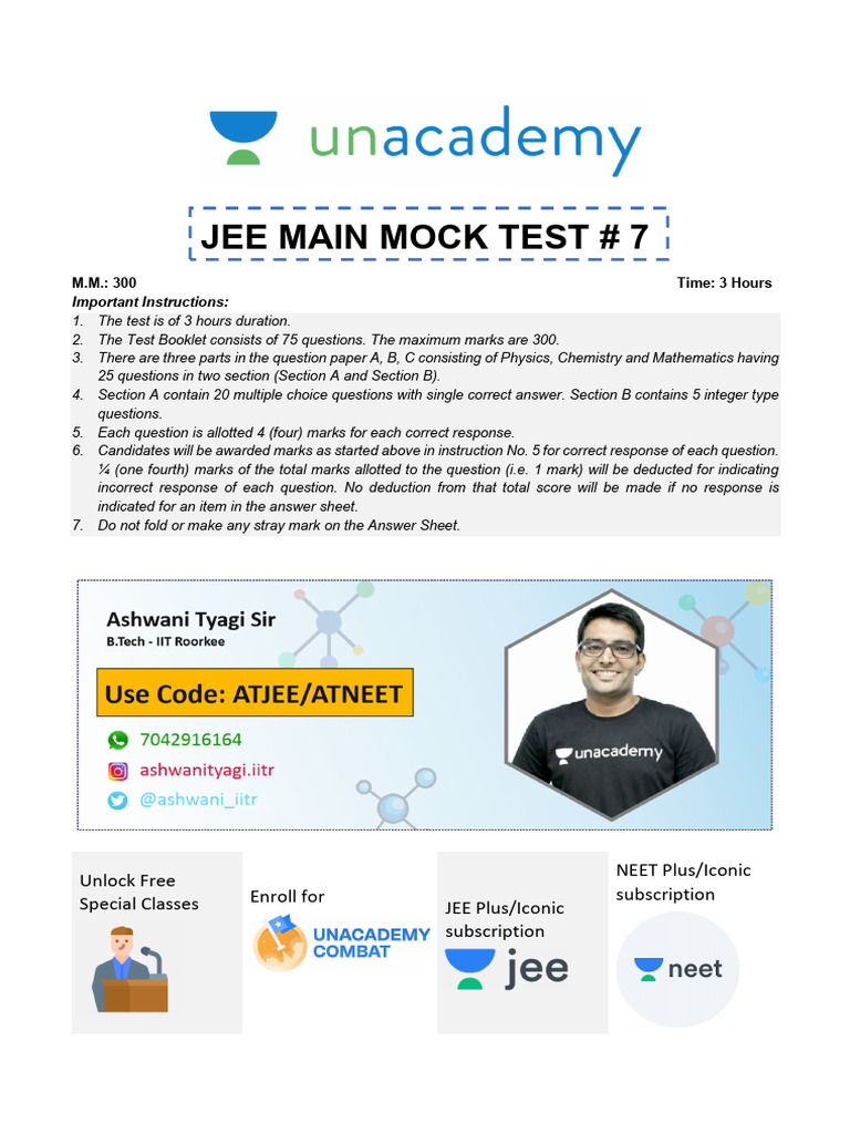 jee mock 5 | PDF | Chemistry | Chemical Substances
