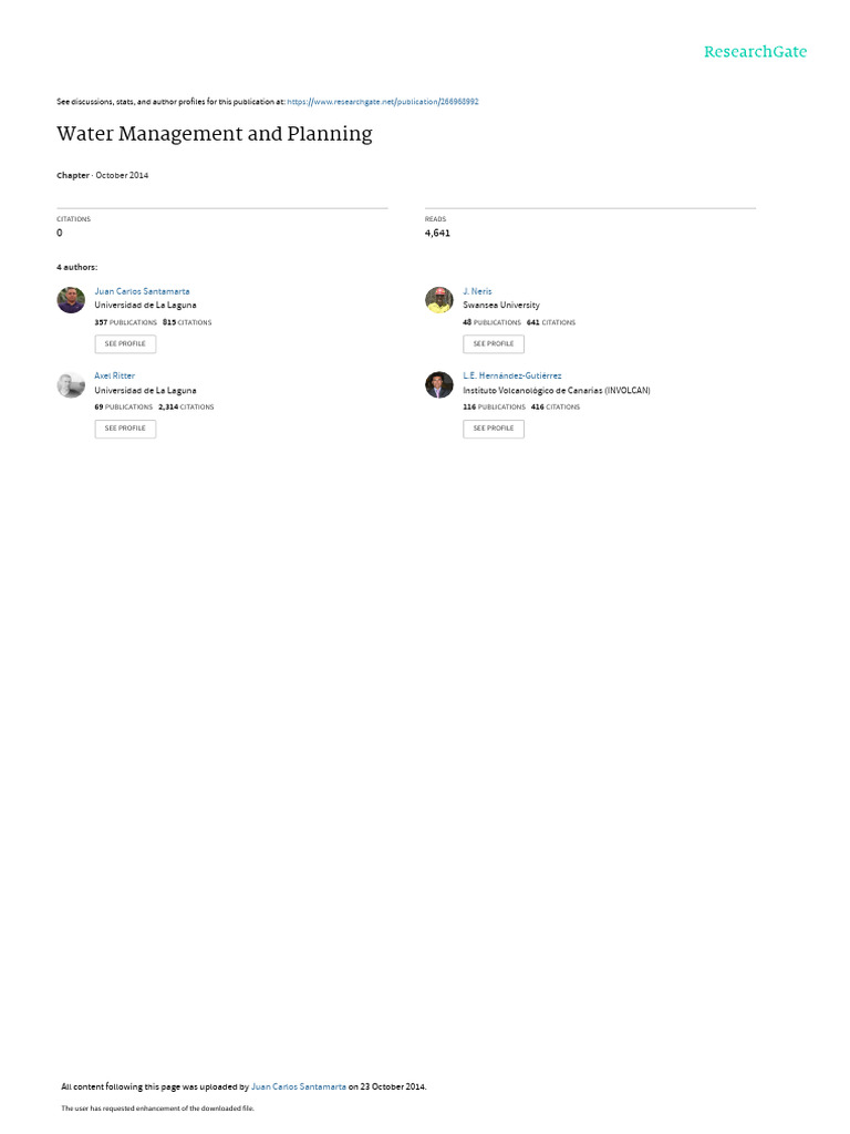 Water Management and Planning: October 2014 | PDF | Water Resources ...