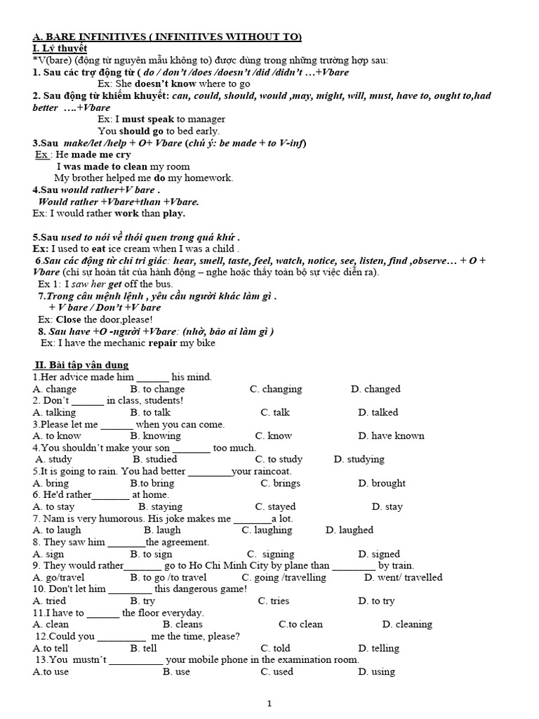 V Ing or Infinitives | PDF | Verb | Clause