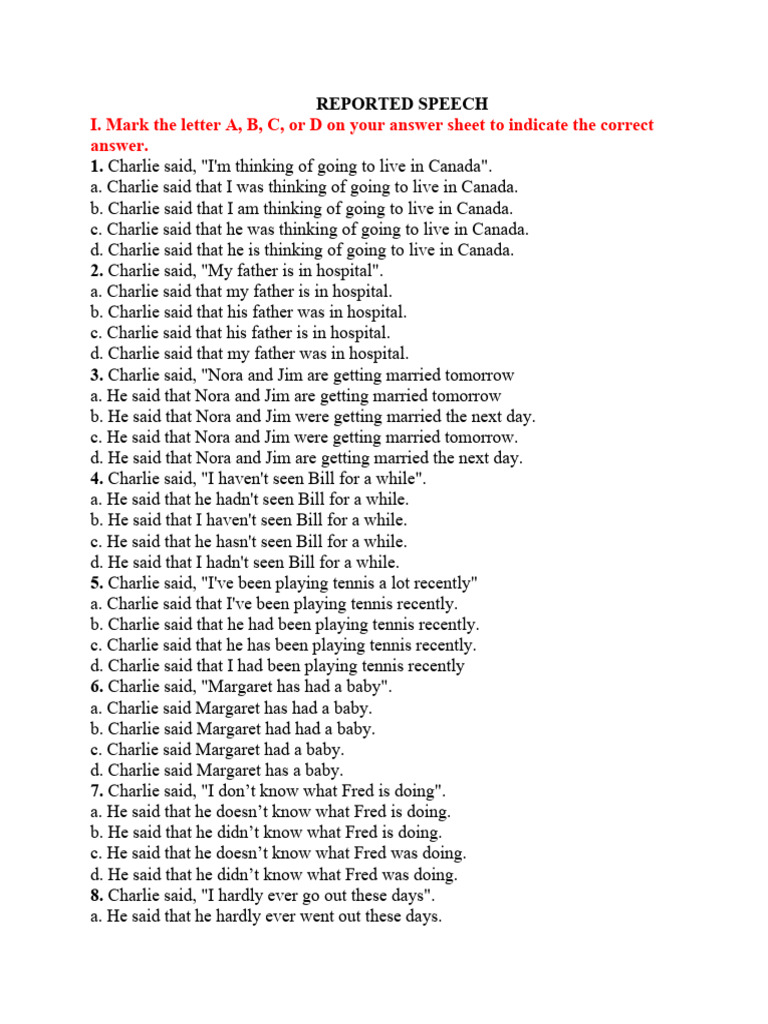 Reported Speech | PDF