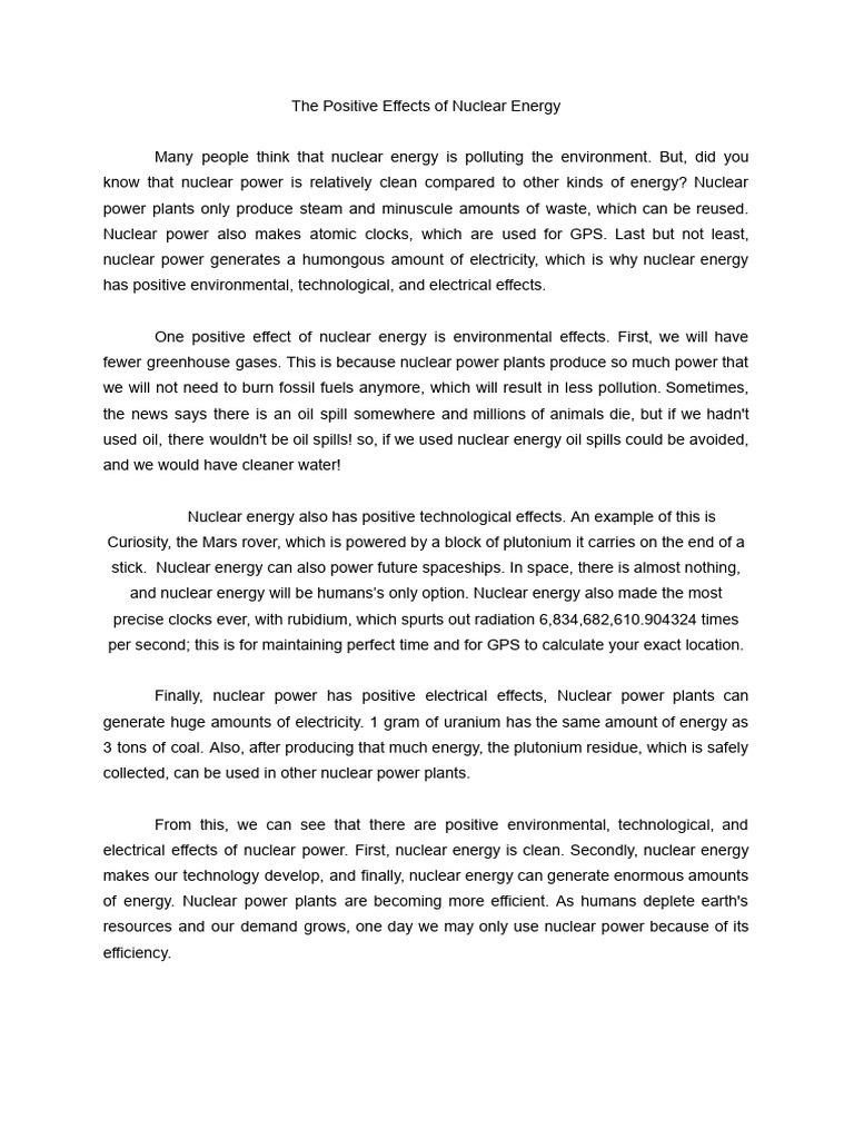 The positive effects of Nuclear Energy | PDF