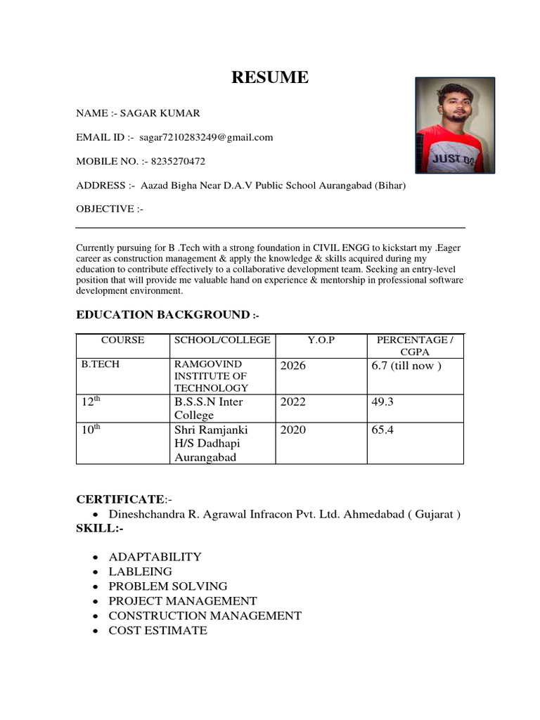 Sagar Kumar Resume | PDF