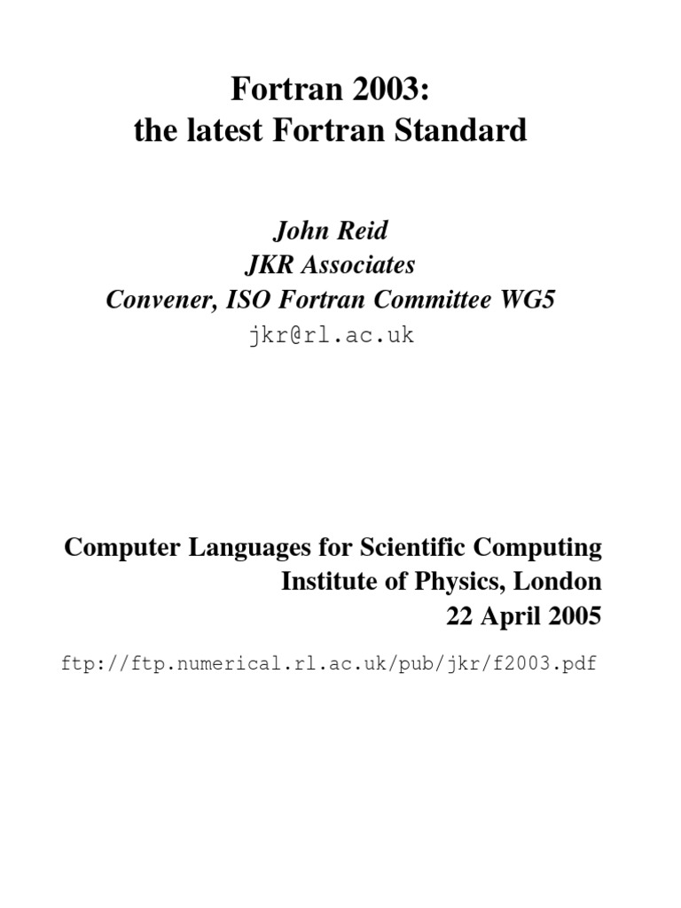 Reid J. - Fortran 2003.the Latest Fortran Standard-Institute of Physics ...