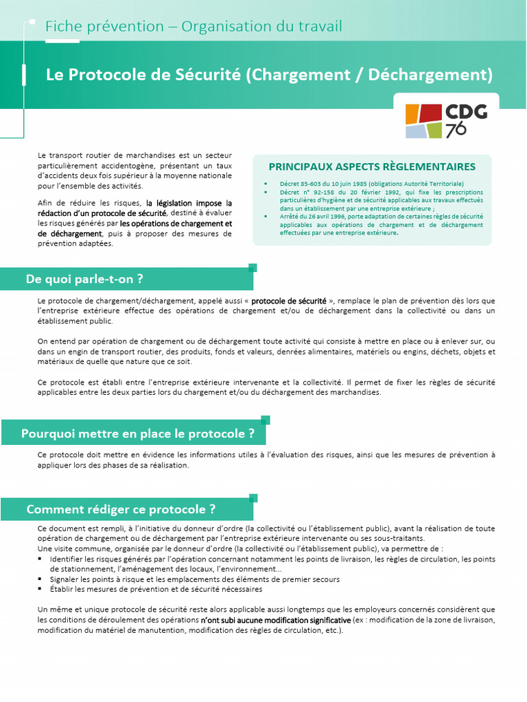 Protocole de Sécurité pour Chargement/Déchargement | PDF | Sécurité