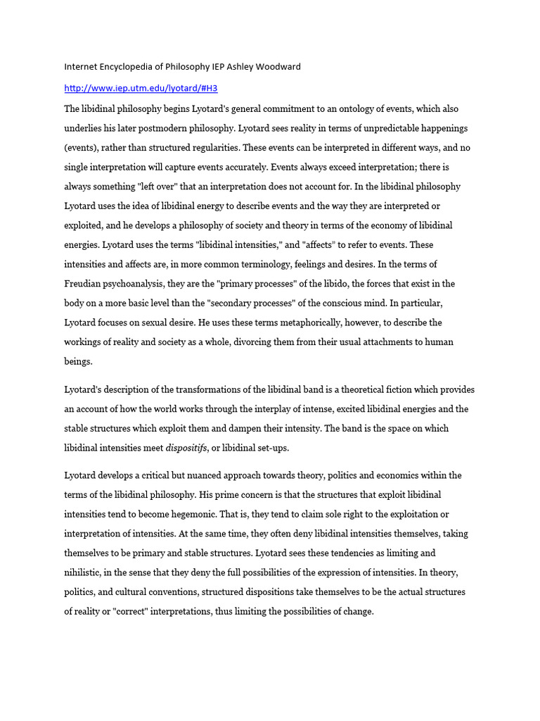 Lyotard's Libidinal Economy Explained | PDF | Jean François Lyotard ...