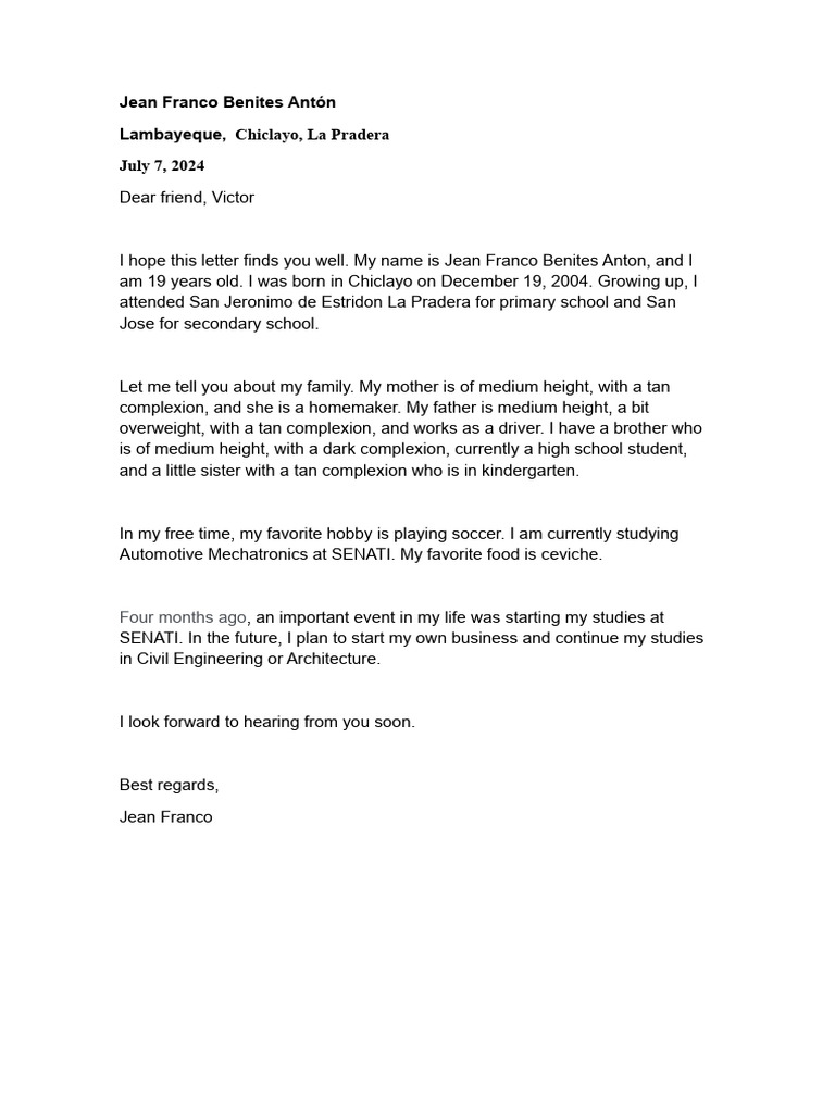 Carta Entregable 3 Ingles | PDF