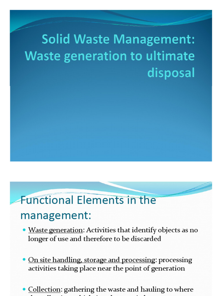 Waste Generation To Disposal V1 | PDF | Waste Management | Municipal ...