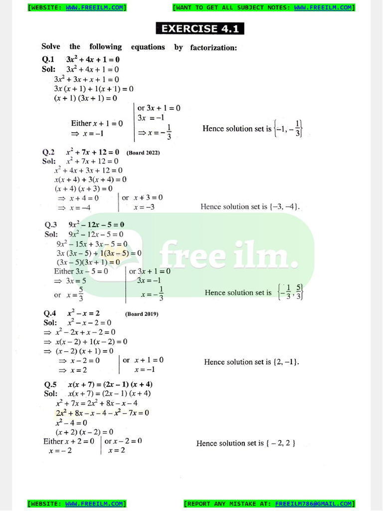 11th Maths Chap4 Ex 4.1-1 | PDF
