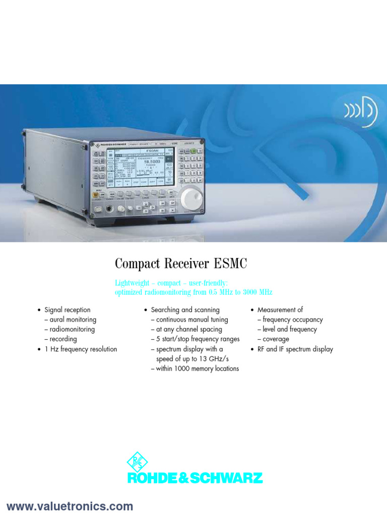 Rohde and Schwarz ESMC | PDF | Frequency Modulation | Bandwidth (Signal Processing)