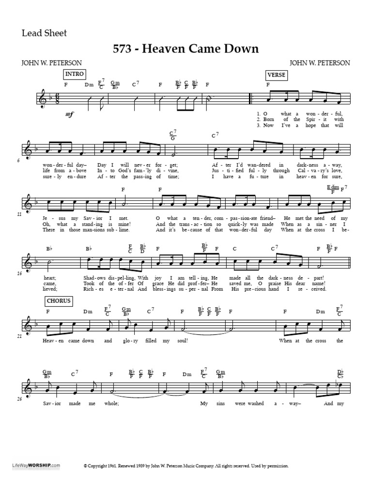 573 - Heaven Came Down: Lead Sheet | PDF | Freedom Of Expression Law ...