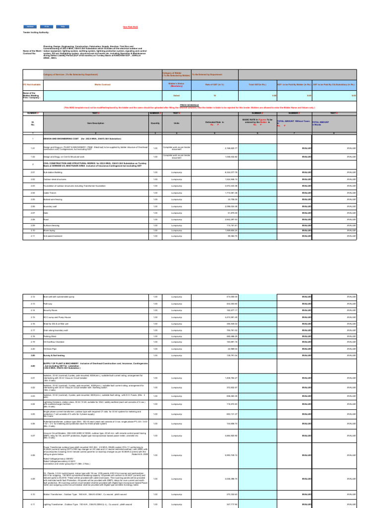 Substation Construction Tender | PDF | Electrical Wiring | Electrical ...