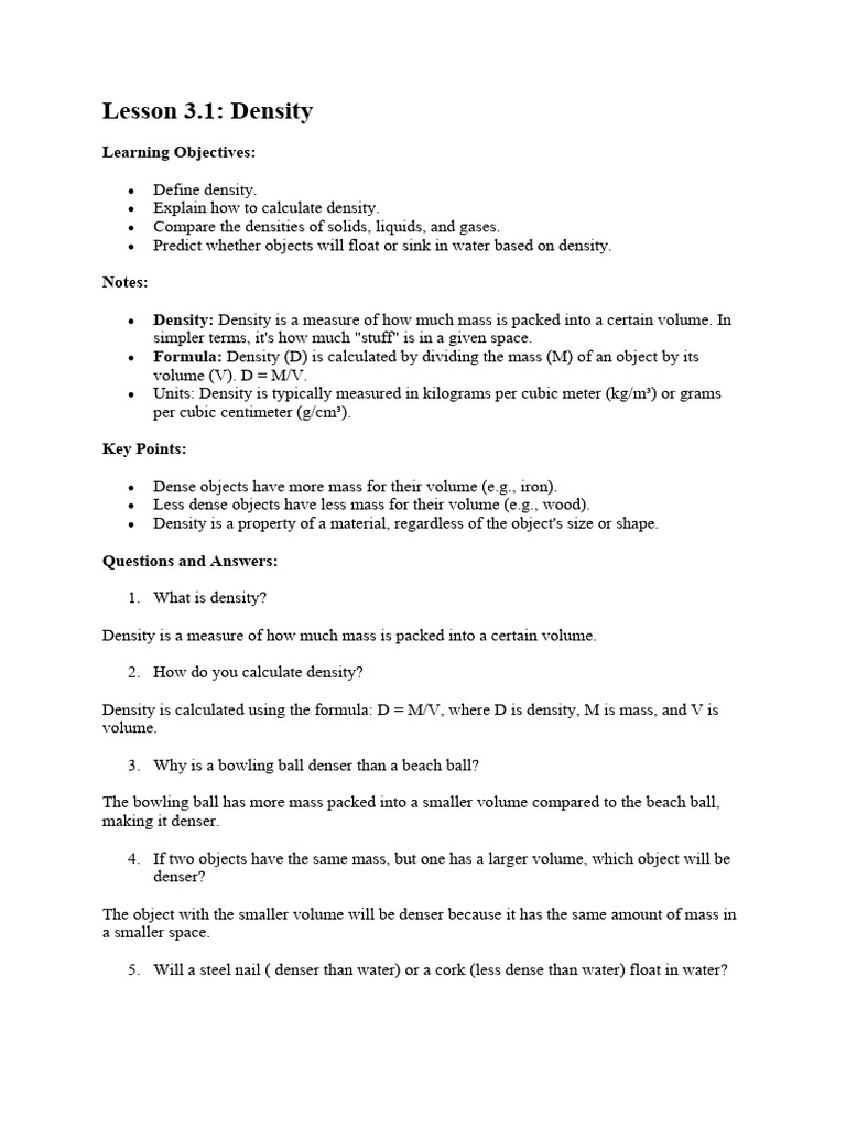 Understanding Density Basics | PDF | Buoyancy | Density
