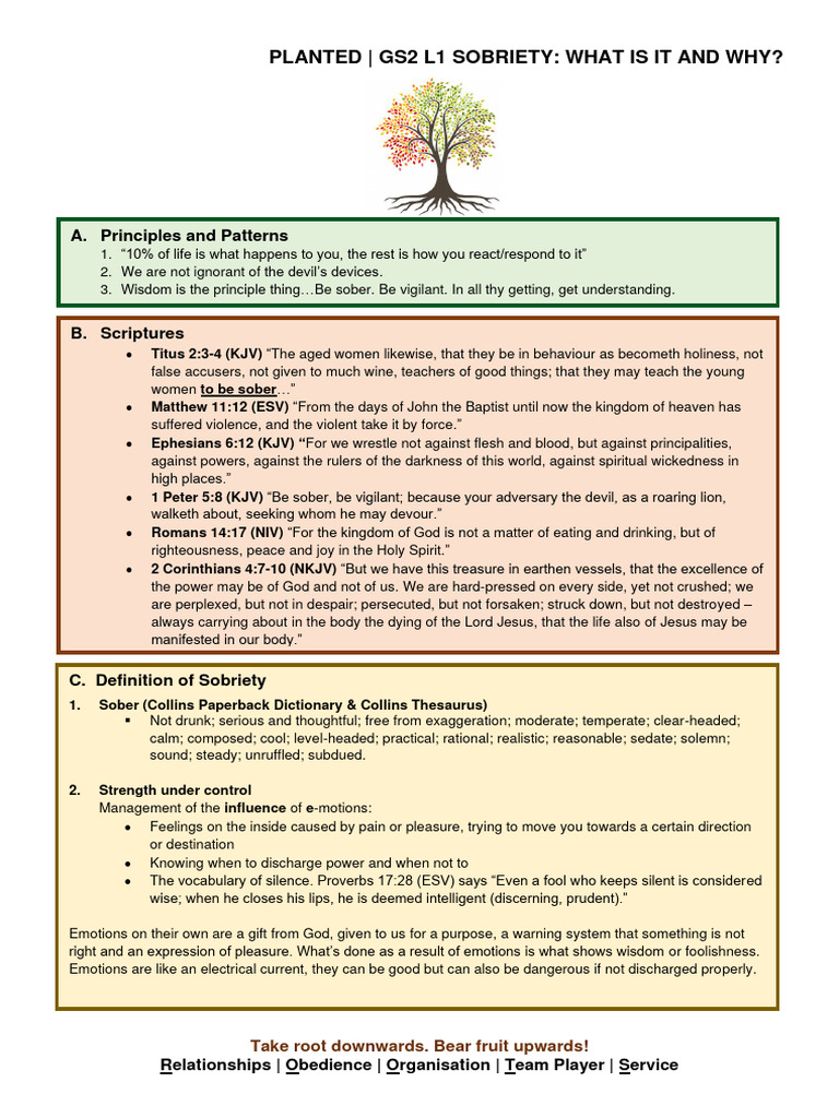 GS2 L1 - Sobriety What and Why | PDF | Wisdom | Book Of Proverbs