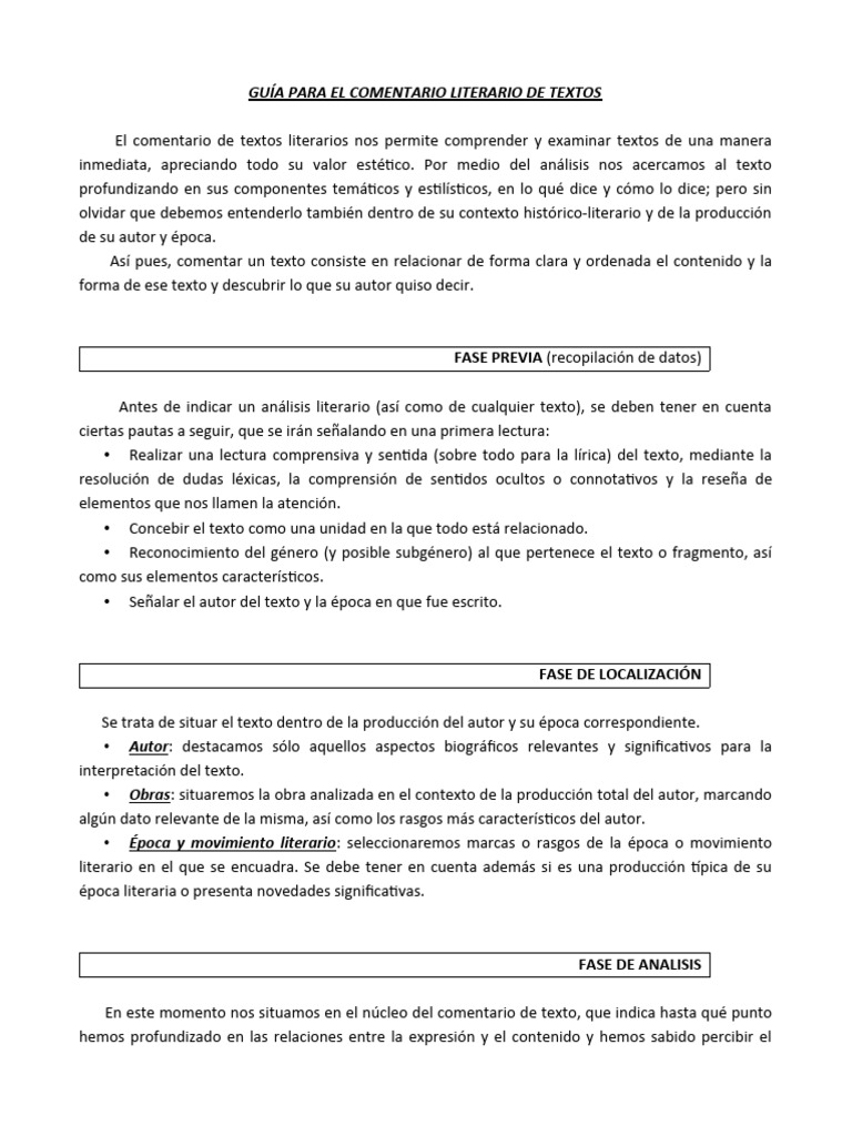 Guía Completa para Comentar Textos Literarios | PDF | Autor