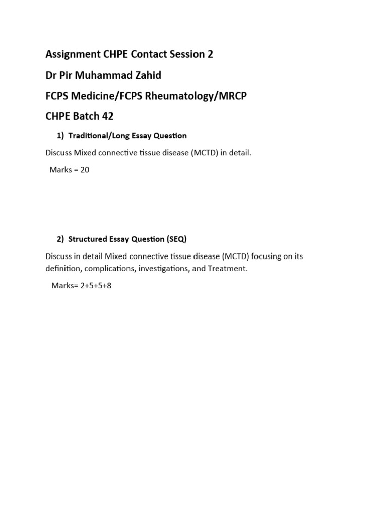 Assignment CHPE Contact Session 2.docx 1 | PDF | Arthritis | Knee