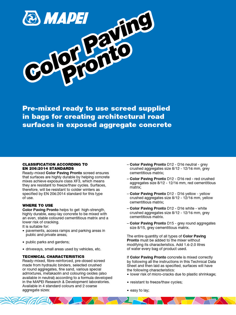 TDS - Color Paving Pronto | PDF | Concrete | Construction Aggregate
