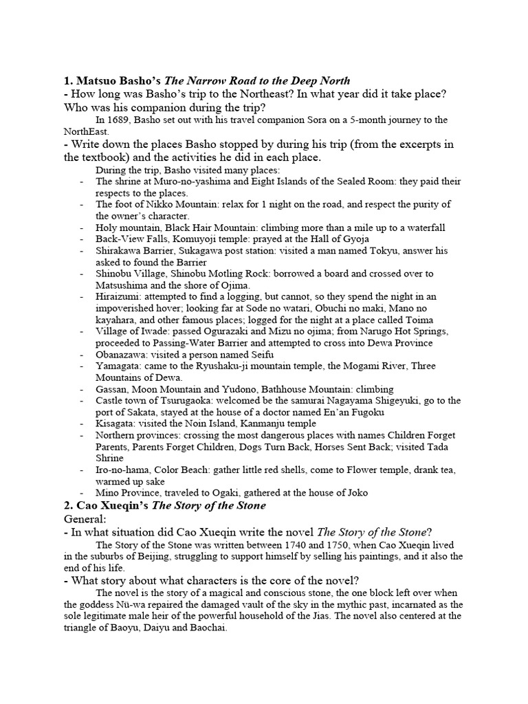 Matsuo Basho's The Narrow Road To The Deep North | PDF