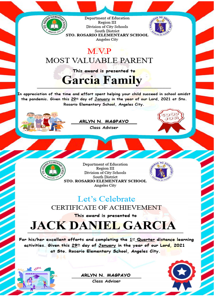 Parent-Learner Certificate | PDF