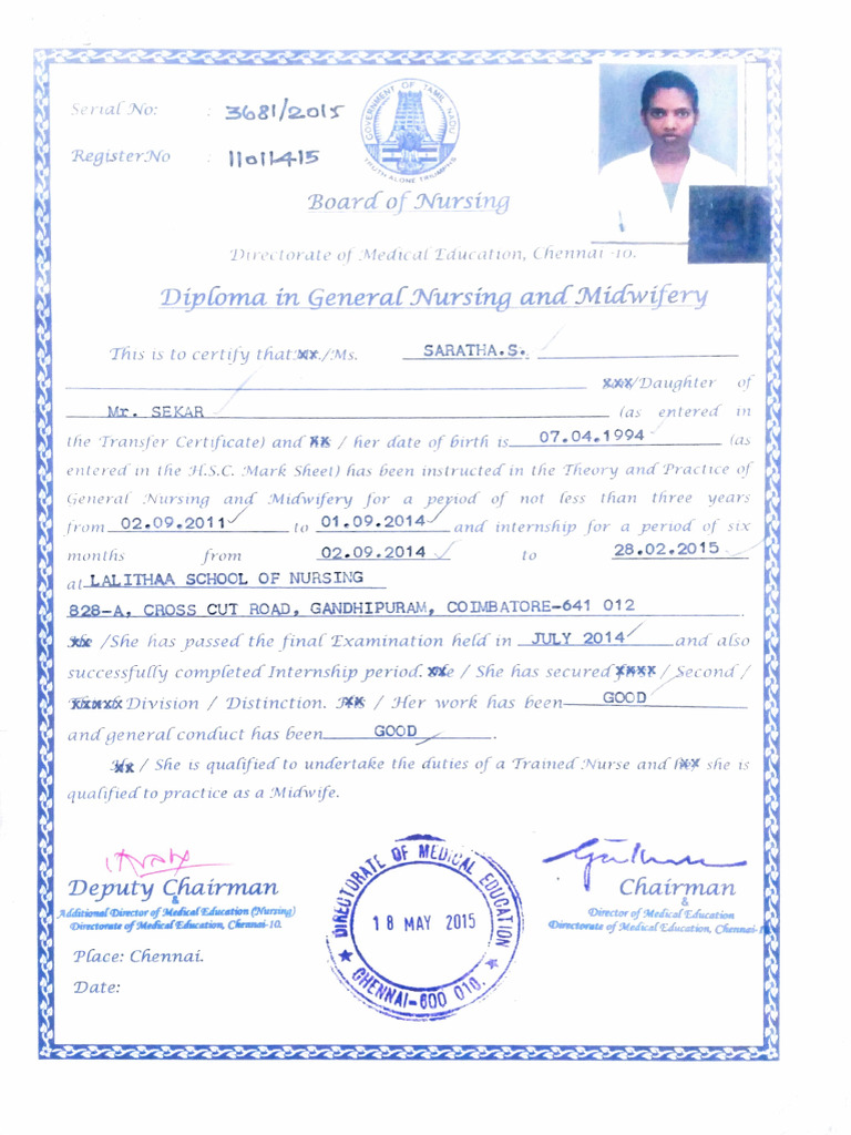 Saratha Diploma | PDF | Nursing | Educational Stages