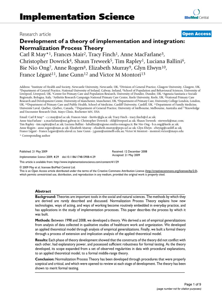 Normalization Process Theory Explained | PDF | Theory | Science