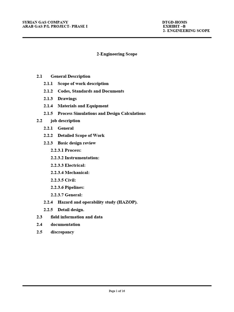 2-ENGINEERING SCOPE REV-feras | PDF | Specification (Technical Standard) | Engineering