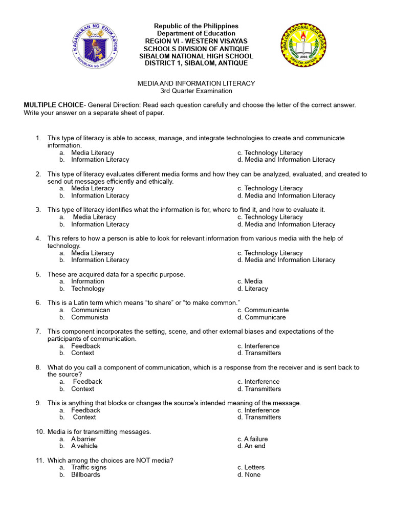 MIL 3rd Quarter Exam | PDF | Mass Media | Media (Communication)
