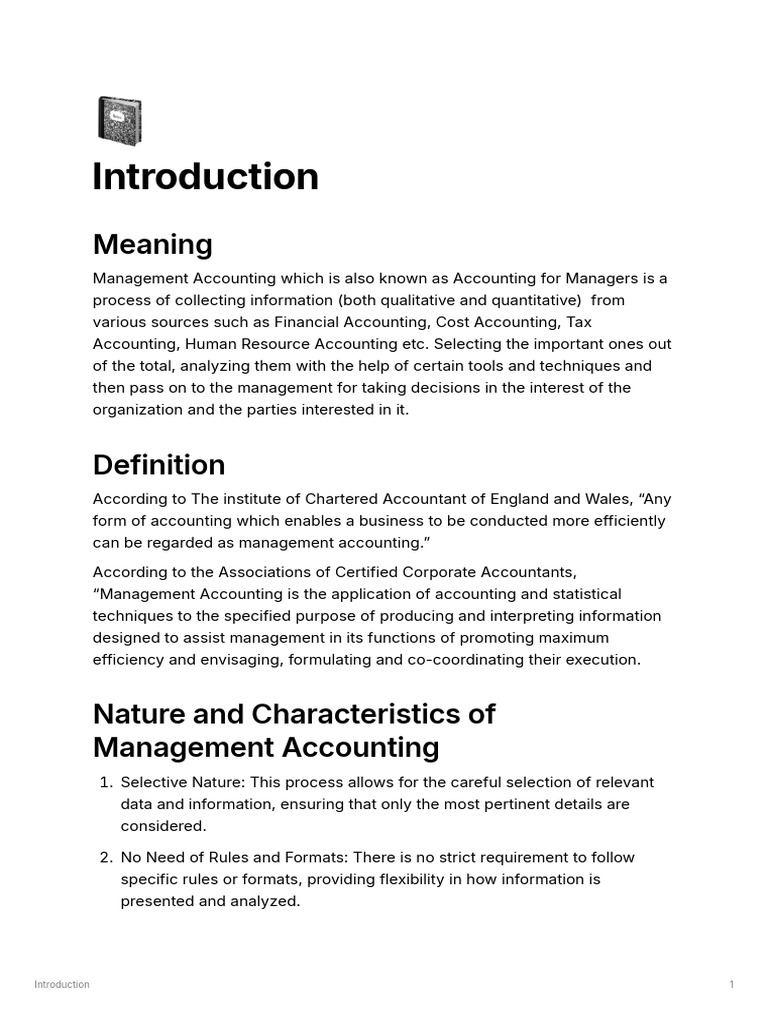Overview of Management Accounting Concepts | PDF | Accounting | Cost ...