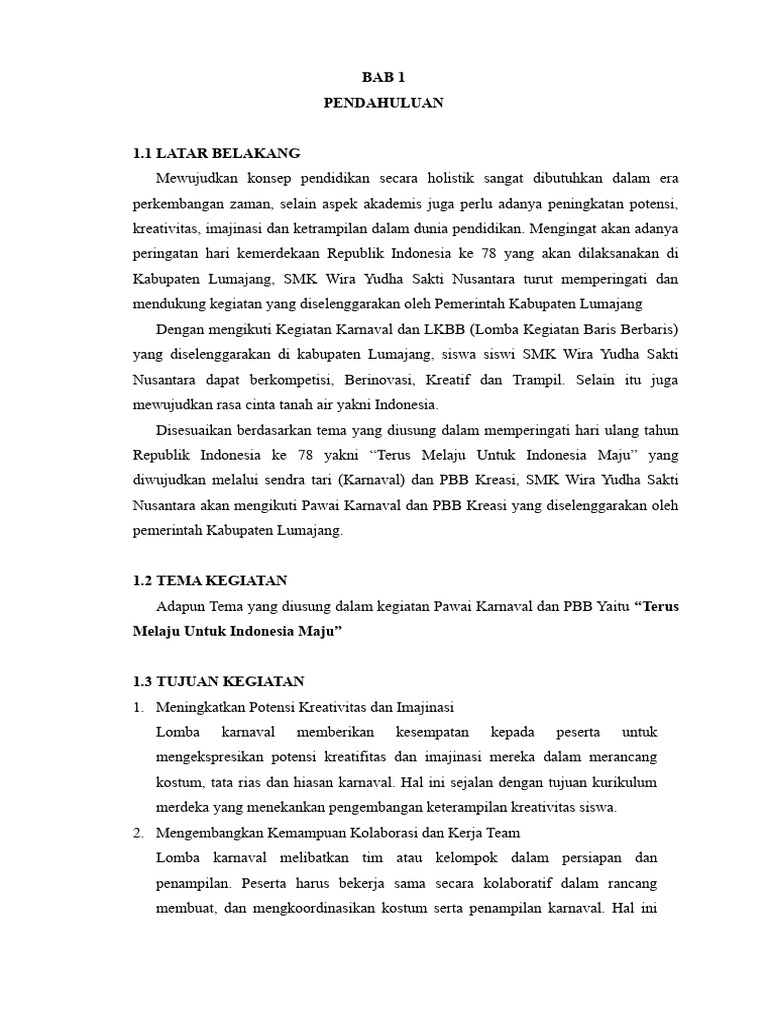 Proposal Karnaval HUT RI ke-78 Lumajang | PDF | Perjalanan | Kesehatan ...