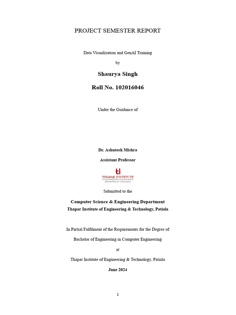 PROJECT - SEMESTER - REPORT - Shaurya Singh | PDF | Analytics | Forecasting