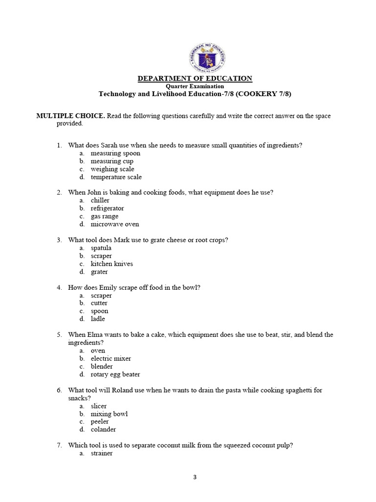 Periodic Exam With Tos Cookery 78 | PDF | Teaspoon | Tablespoon