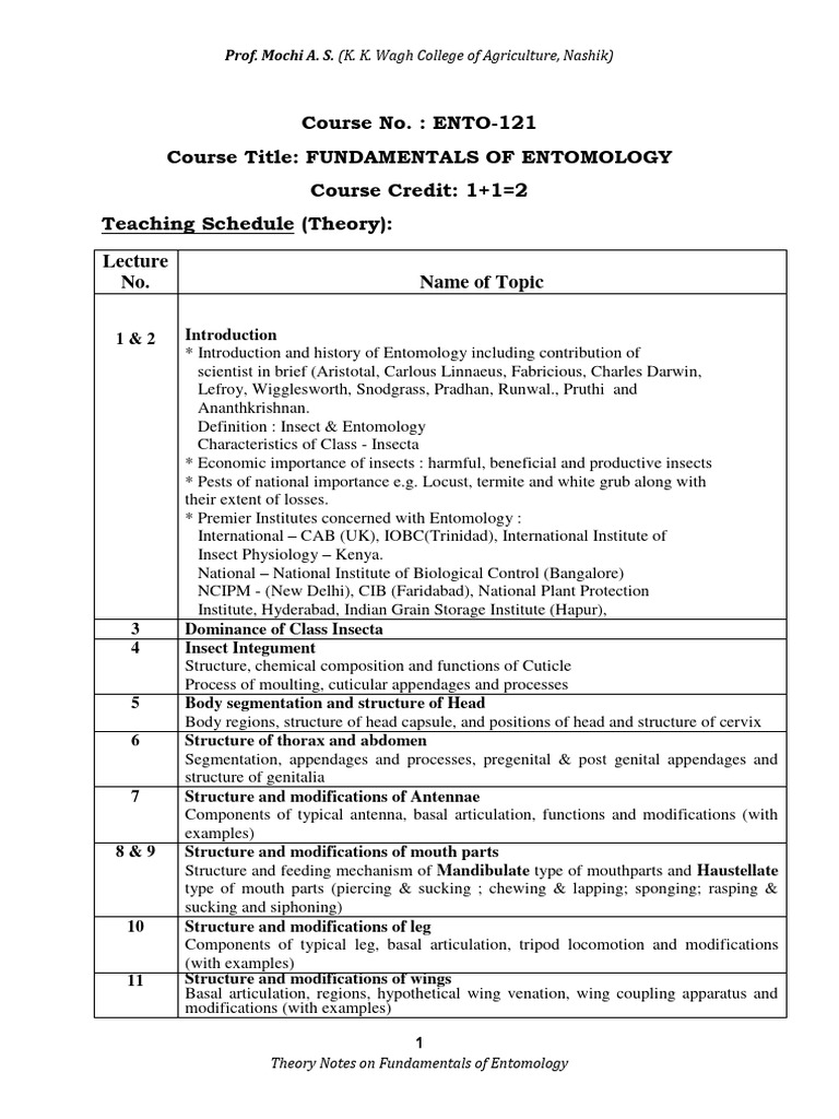 Fundamentals of Entomology Notes | PDF | Insects