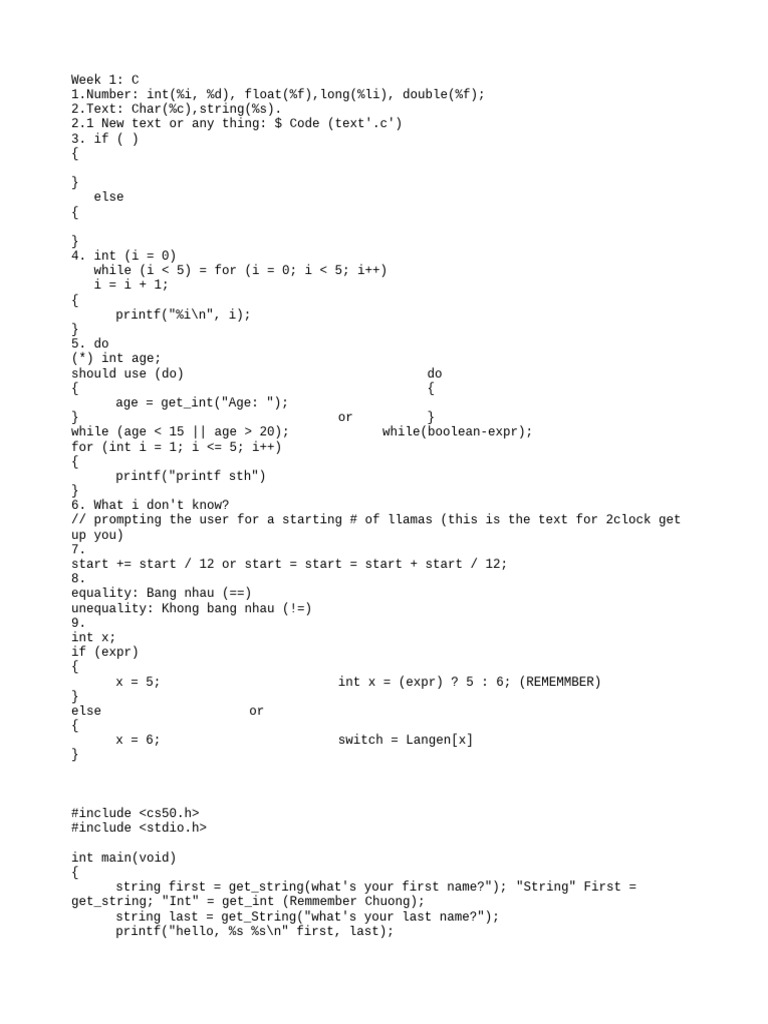 Week One C | PDF | Computing | Notation