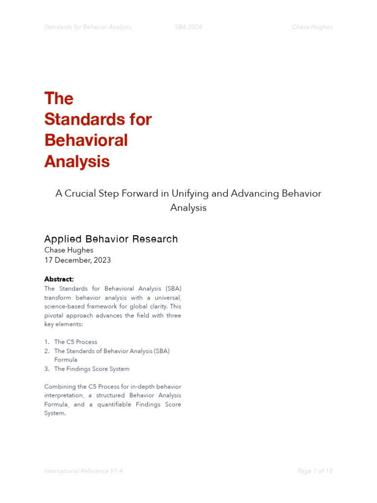 Standards for Behavioral Analysis 2024 | PDF | Behaviorism | Nonverbal ...