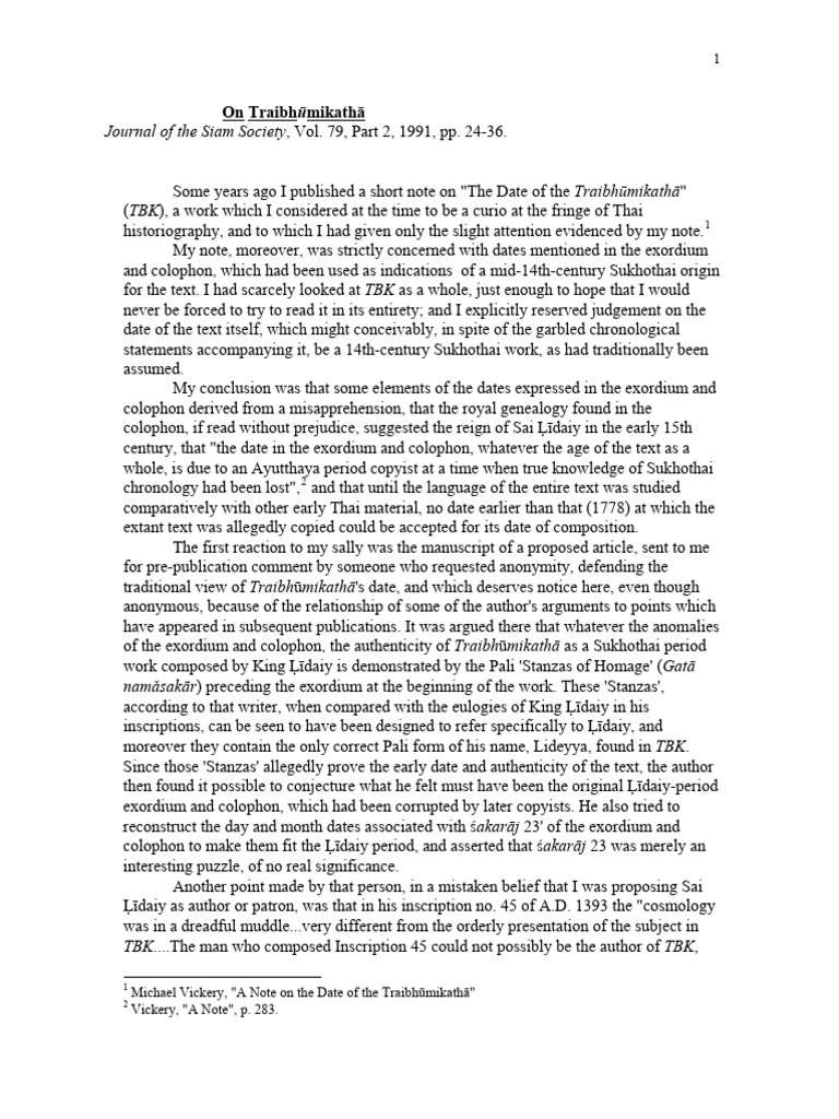 On Traibhūmikathā, Journal of The Siam Society, Vol. 79, Part 2, 1991, Pp. 24-36. | PDF ...