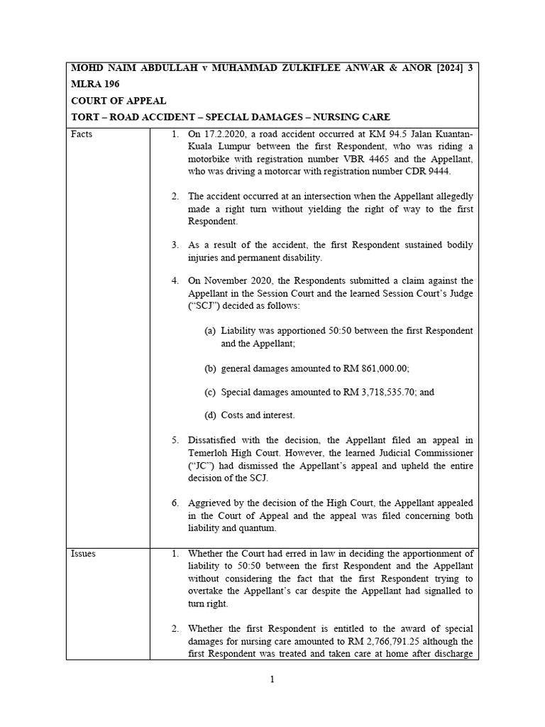 (CASE REVIEW) MOHD NAIM ABDULLAH V MUHAMMAD ZULKIFLEE ANWAR | PDF ...