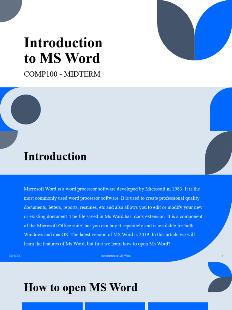 Introduction To MSWord | PDF | Microsoft Word | Window (Computing)