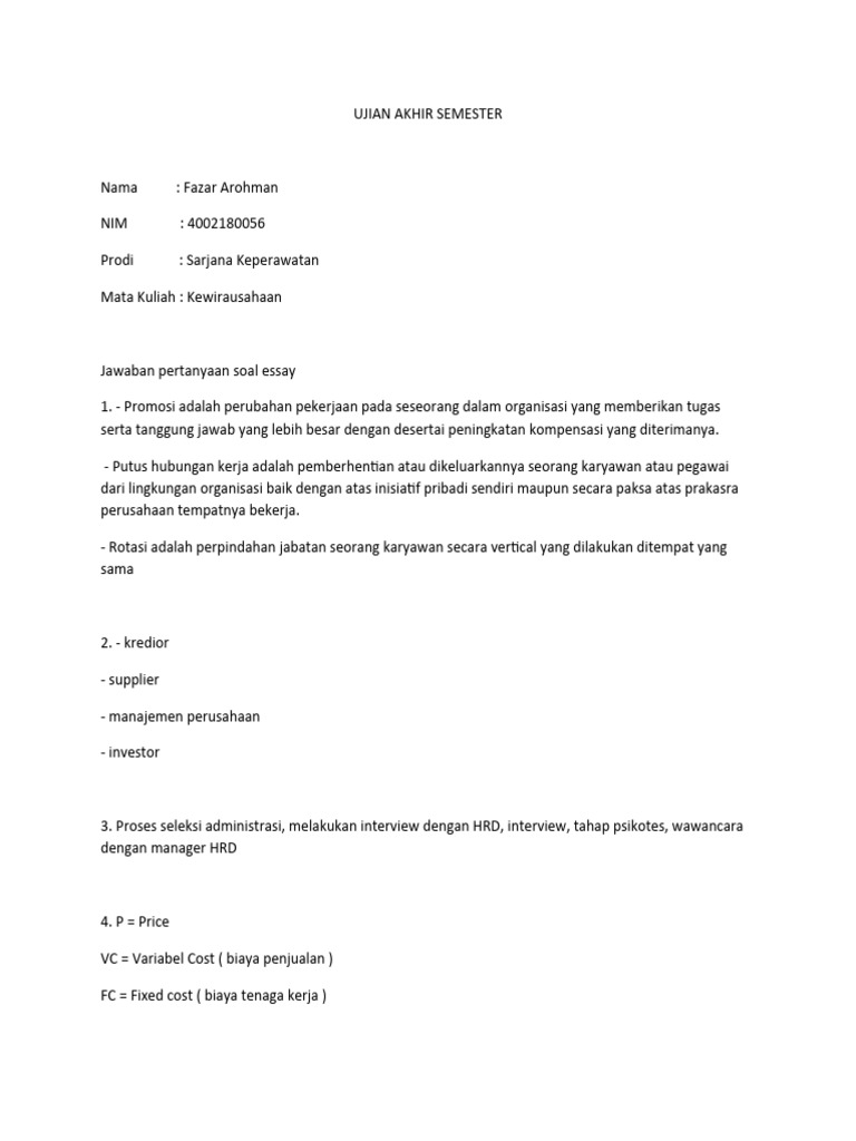 Contoh uas kwu | PDF