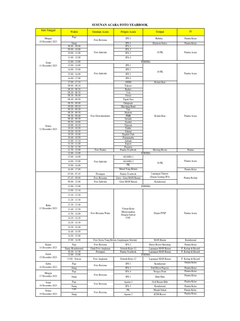 Jadwal Yb Fix | PDF