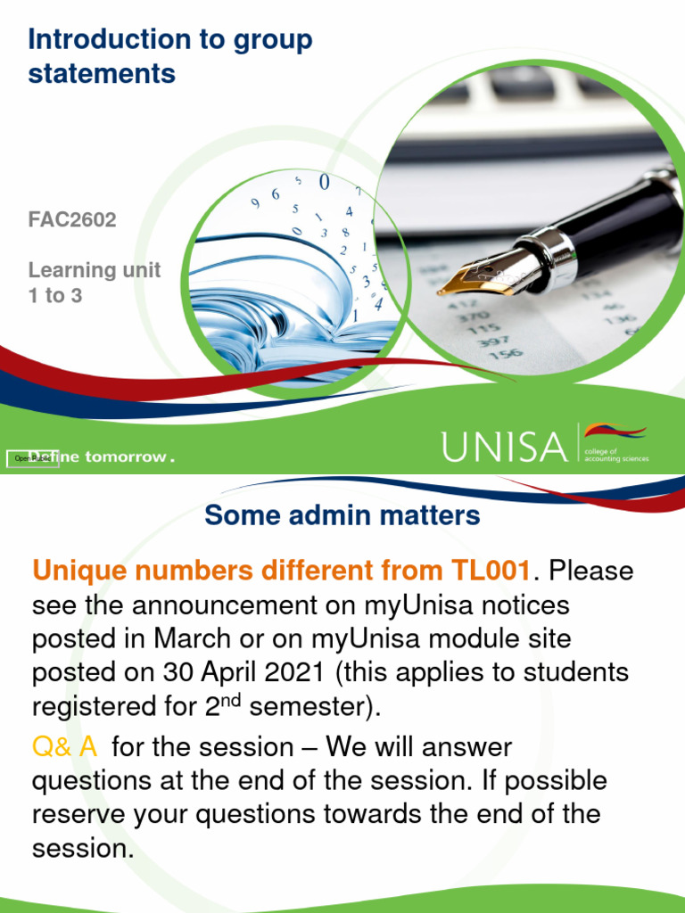 FAC 2602 - LU 1-3 - Introduction To Group Statements | PDF | Equity ...