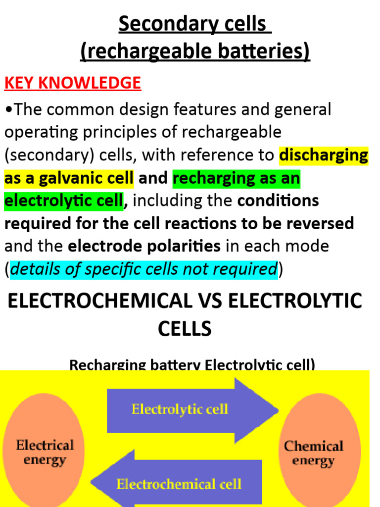 9.2 Rechargeable Cells & Batteries | PDF | Rechargeable Battery | Electrode