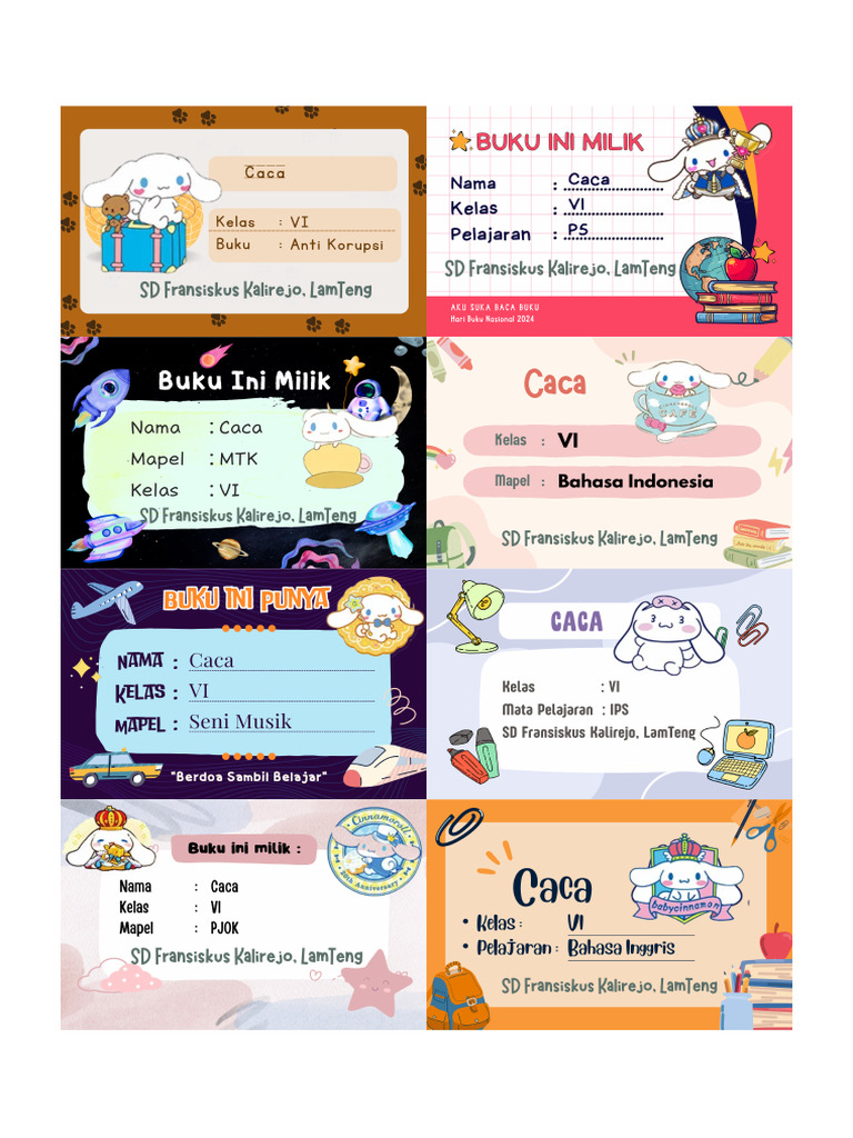 Label Buku Caca Kls6 | PDF