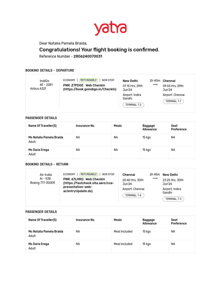 Flight Booking Confirmation | PDF | Aviation