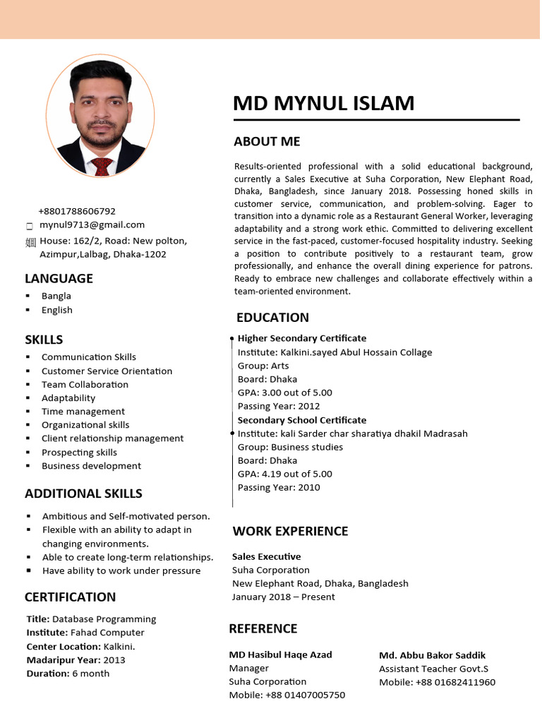 MD Mynul Islam Resume | PDF | Business