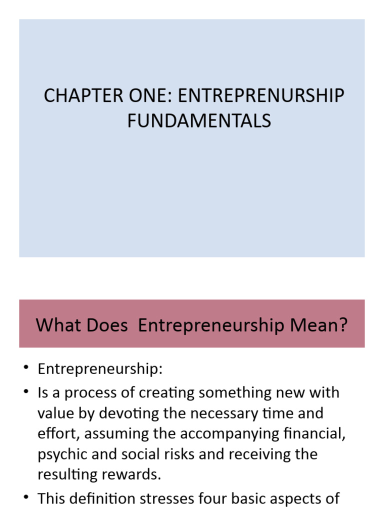 Entrepreneurship Fundamentals Explained | PDF | Entrepreneurship ...