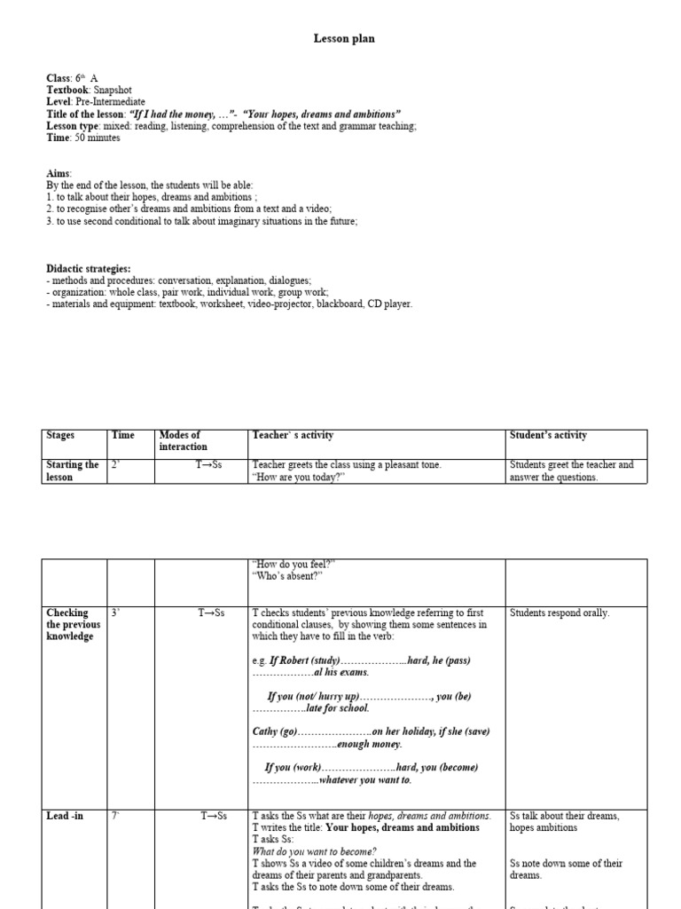 Lesson plan | Download Free PDF | Lesson Plan | Linguistics