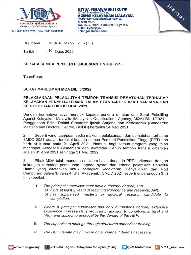 Surat Makluman Mustahak | PDF