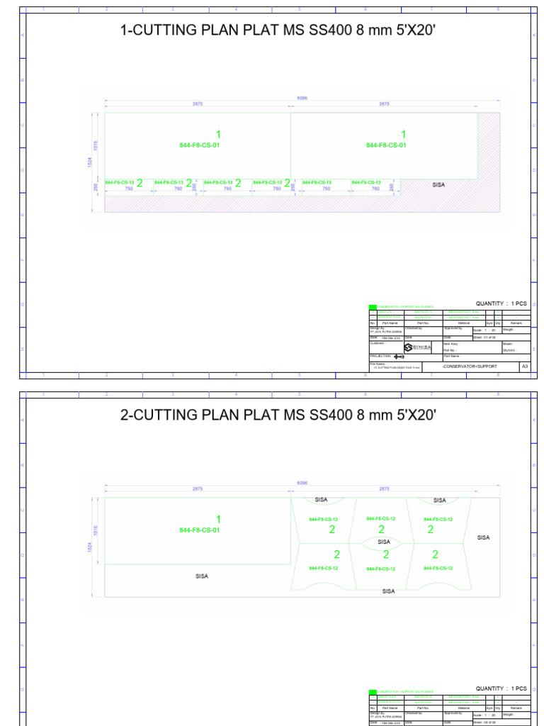 Cutting Plan Plat SS400 8mm Conservator+LV Cable Box | PDF